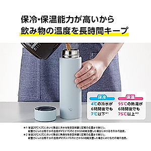 Zojirushi SM-GA72-HL Water Bottle, Screw, Stainless Steel Mug, Seamless, Direct Drinking, 24.3 fl oz (720 ml), Ice Gray