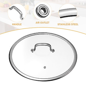 Luxshiny Terrarium Glass cast Iron lid Pot lid cookware Glass Cover Replacement Pot lids Frying pan Cover Thickened Visual Pot Cover Kitchen Universal lid for Accessories 13 inch pan lid BBQ Grill