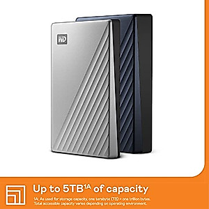 WD 2TB My Passport Ultra, Silver, Portable External Hard Drive, backup software with defense against ransomware, and password protection, USB-C and USB 3.1 - WDBC3C0020BSL-WESN