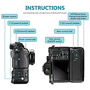 Neewer Vertical Battery Grip Replacement for Sony VG-C2EM, Compatible with Sony A7 II A7S II and A7R II Cameras with 2 Pieces 7.4V 1100mAh NP-FW50 Rechargeable Li-ion Batteries and Dual Charger