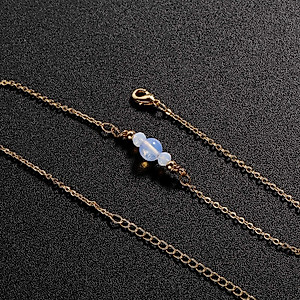 Kyerlyn Dainty Opal Chain Anklet for Women 18k Gold Plated Ankle Bracelets Summer Beach Adjustable Chain Anklet for Women Simple Fashion Jewelry