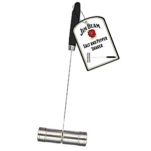 Jim Beam Stainless Steel Salt and Pepper Shaker with Long, Soft Grip Handles, Large, Silver