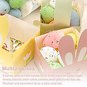 Whaline 24pcs Easter Treat Boxes Happy Easter Gift Box with Handle Cute Bunny Rabbit Easter Basket Containers Rabbit Shape Candy Goody Cookie Box Holder For School Classroom Party Favor Supplies