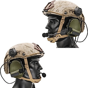 HEARFALCOM Tactical Comta III Headset Helmet ARC Rail Adapter Bracket Version with U94 PTT Adapter Compatible with Baofeng UV-5R, UV-82 Walkie Talkie for Airsoft Sports（FG）