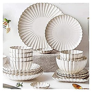Porcelain Plate and Bowl Set,Dinnerware Set for Home or Special Restaurant, 26 Pcs Dinnerware Sets, Porcelain Tableware Set with Plates and Bowls, White Ceramic Dinner Set for Home Kitchen and Dinnin