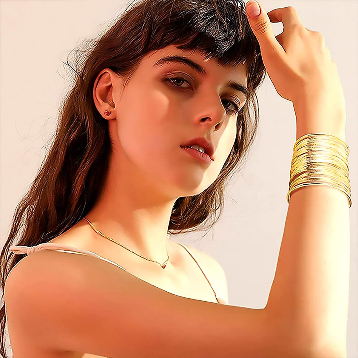 TOBENY 6PCS Cuff Bangle Bracelets for Women Wrist Cuff Wrap Bracelets Gold Silver Plated Open Wide Wire Bracelets Fashion Jewelry