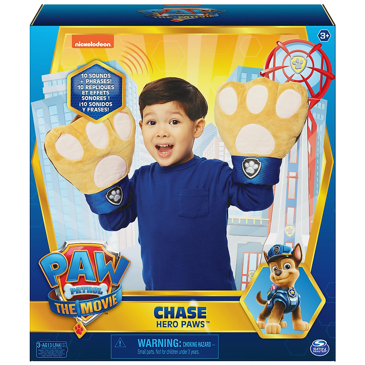 Paw Patrol, Chase Hero Paws Role Play Plush Toy with 10 Sounds and Phrases, Pretend Play Costume for Kids Ages 3 and up
