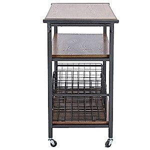Baxton Studio Lancashire Wood and Metal Kitchen Cart, Brown