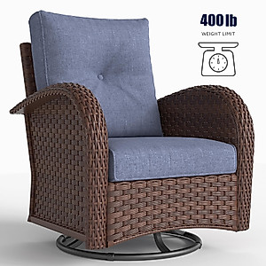 LayinSun 6 Pieces Outdoor Patio Furniture Set, Rattan Wicker Sectional Swivel Rocker Chairs Sets