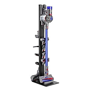 Mount Plus HAB2-S Premier Aluminum Storage Stand Made for Dyson V15 V12 V11 V10 V8 V7 V6 Cordless Stick Vacuum Cleaner | Stable Metal Storage Bracket Organizer Rack with 8 Hooks