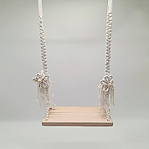 Newborn Photography Prop Wooden Swing Newborn Posing Props Macrame Swing Vintage Baby Photo Props Photoshoot Pose Babyswing (natural-03)