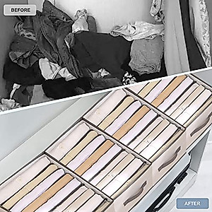 4pcs Wardrobe Clothes Organizer for Jeans, Clothes Organizer for Folded Clothes, PP Plate Nylon Mesh Foldable Closet Organizers and Storage for Pants, Underwear, Sweater, T-shirt, Dress (9Grids)