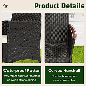 FDW Patio Furniture Set 4 Pieces Outdoor Rattan Chair Wicker Sofa Garden Conversation Bistro Sets for Yard,Pool or Backyard