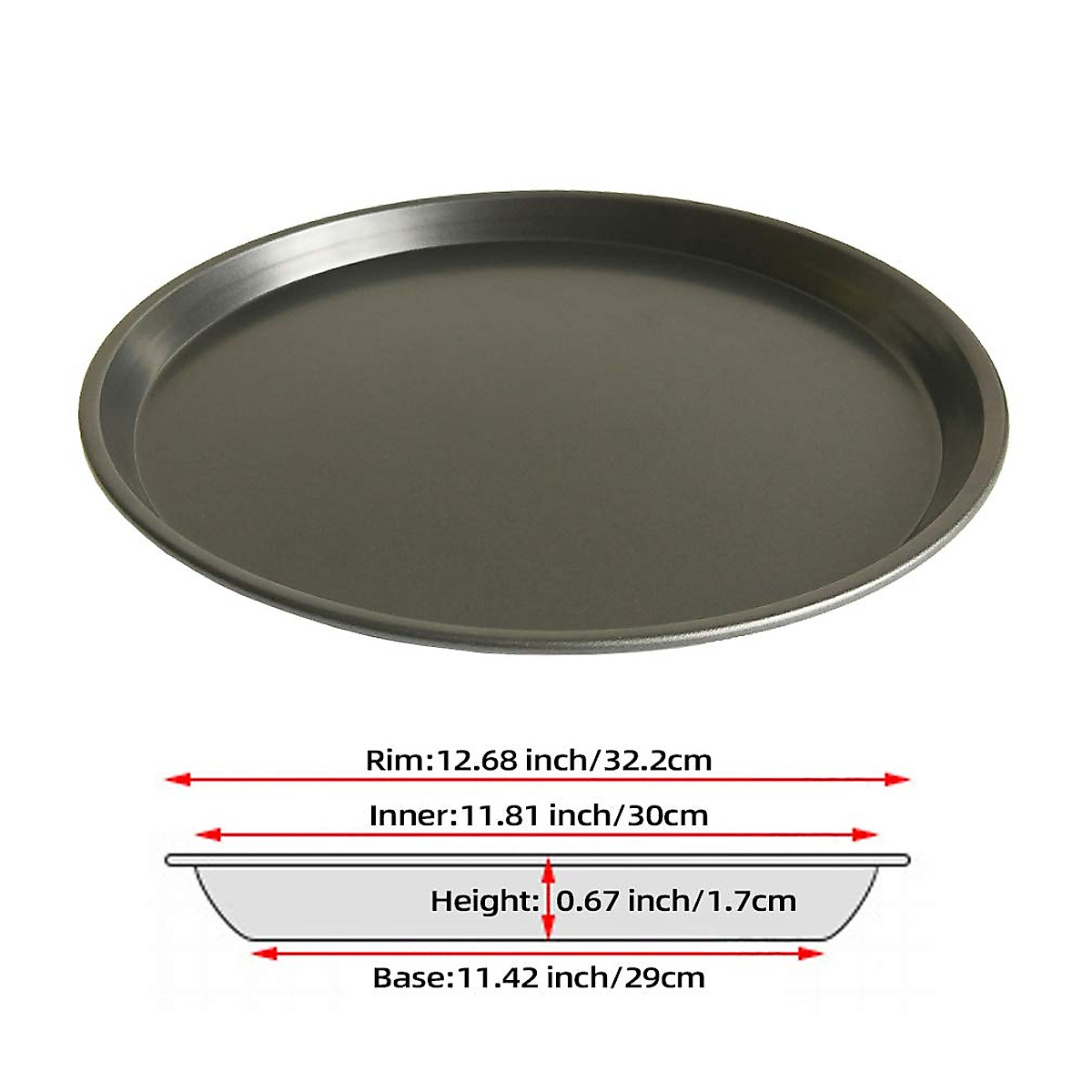 Carbon Steel Non-stick Pizza Pan Round Oven Tray Homemade Pizza Baking Sheet (12 inch)