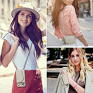 HANDODO Wallet Case Compatible iPhone 13 Pro Max,Women Vegan Leather Detachable Crossbody Phone case with RFID Blocking Card Holder Adjustable Strap Shockproof Kickstand Phone Wallet(Ivory)