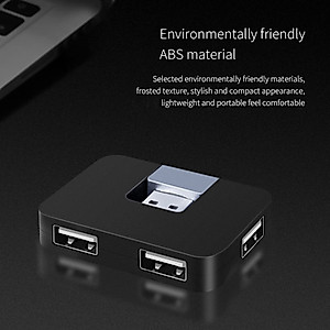 USB Hub 2.0 Mini Creative U Shape Hub with 4-Port USB for PC Laptop USB Data Transfer, Black