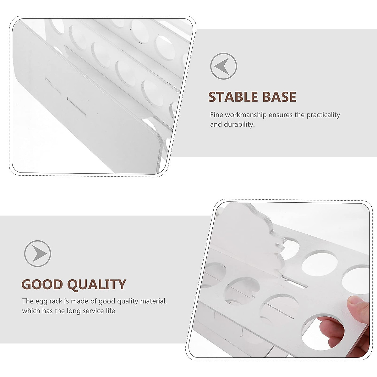 Hemoton 1pc Egg Rack Egg Tray for Refrigerator Wood Egg Tray Countertop Egg Dispenser Egg Dispenser for Refrigerator Decorative Tray Egg Stand Kitchen Supplies White Synthetic Wood Desktop