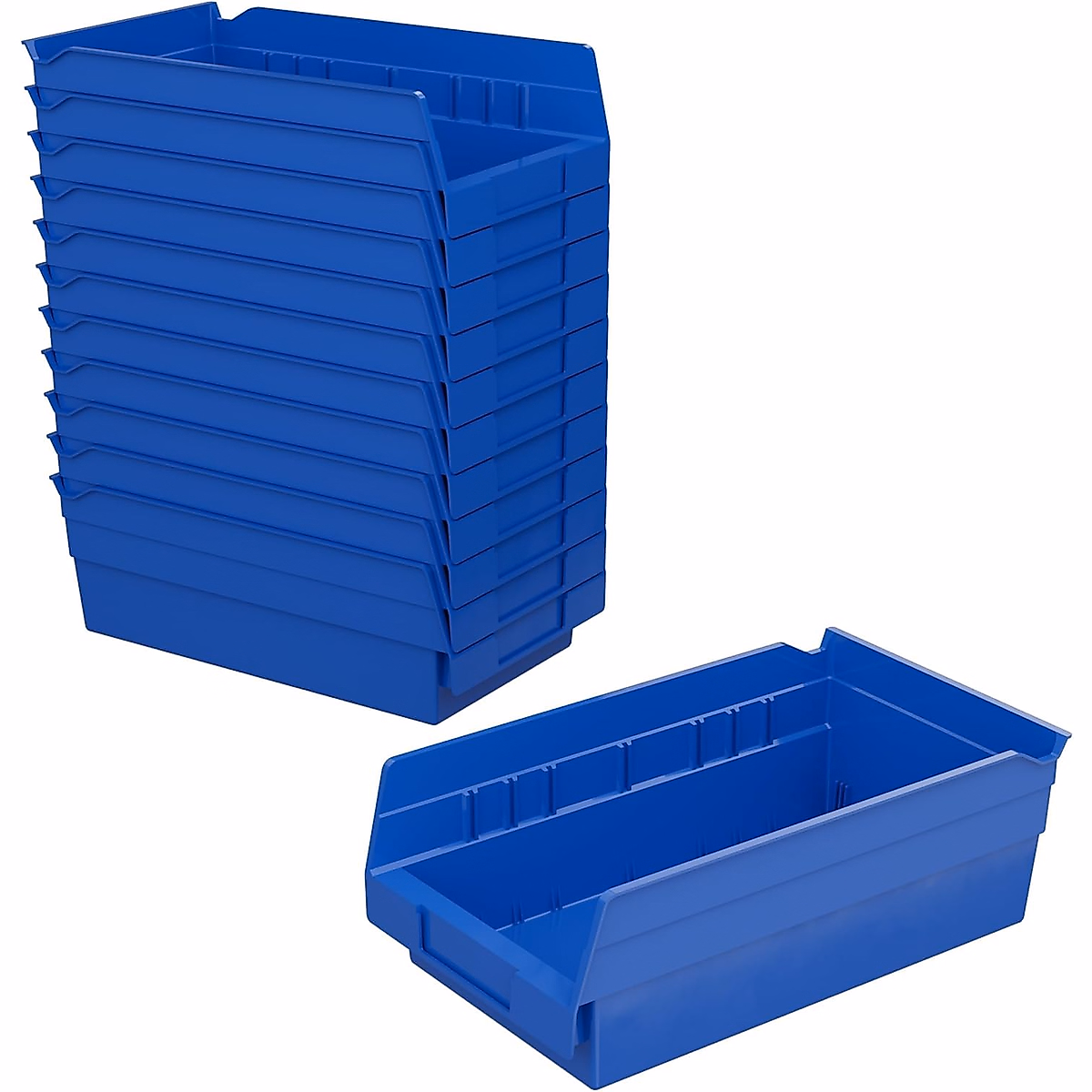 Akro-Mils 30130 Plastic Nesting Shelf Bin Box, (12-Inch x 6-1/2-Inch x 4-Inch), Blue, (12-Pack)