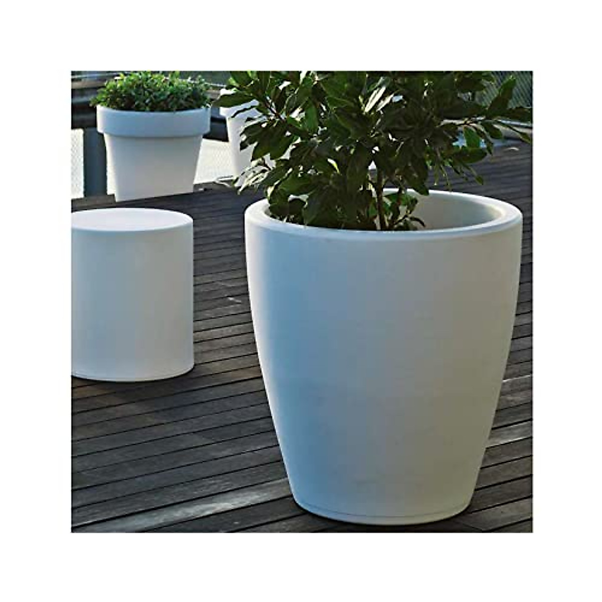 Elly Décor 12 inch Garden Planter Pot with Drainage, Large Round Modern, Lightweight & Extremely Durable | for Patio Deck Indoor Outdoor Flower | 12" x 12" White
