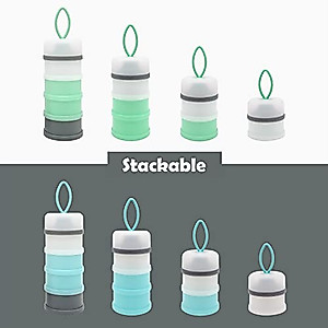 LADISO Baby Formula Dispenser, Formula Container, Portable Milk Powder Dispenser Container, Baby Feeding Travel Storage Container, Non-Spill Stackable Baby Snack Storage Container, BPA Free, 2 Packs
