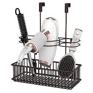 ULG Hair Dryer Holder, Hair Tools Organizer, 3 Adjustable Heights, Hair Care & Styling Tool Holder for Bathroom, Over Cabinet, Wall-Mounted, for Hair Dryer, Curling Wand, Hair Straightener, Bronze