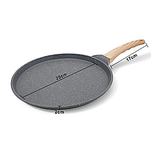 Bobikuke Nonstick Crepe Pan with Spreader,10 Inch Dosa Pan for Stove Tops Griddle Pan Flat Pan,Tawa Dosa Tortilla Pan,Compatible with All Stovetops - Black