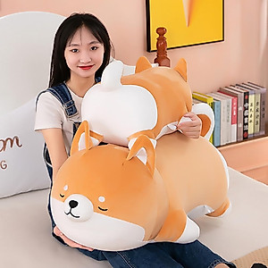 MIAOHAHA Chubby Plush Shiba Inu Toy Pillow Stuffed Animal Dog Akita Plush Pillow Toy Hugging Pillow for Kids and Girls(70cm/27.5in)