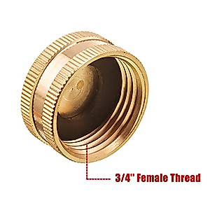 PWACCS Garden Hose Female End Cap, Brass Spigot Cap with Extra 12 Washers, 3/4 Inch, 4-Pack