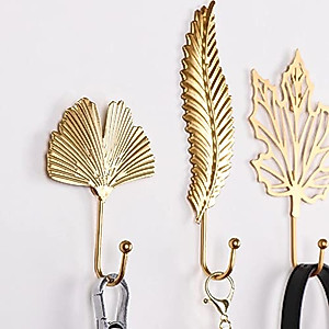 MAGICLULU 7pcs Leaf Shape Metal Hooks Decorative Wall Hooks Iron Key Holder Coat Hanger Purse Hooks Closet Clothes Coat Hat Towel Robes Hook for Kitchen Bathroom Bedroom Office