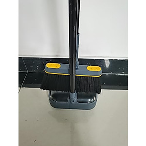 JEHONN Broom and Dustpan Set for Home, 54 Inches Long Handle Lightweight 180 Degree Rotating Indoor Upright Standing Dust Pan with Comb Teeth, Store Sweep Set for Room Kitchen Lobby Office