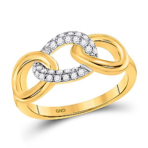 The Diamond Deal 10kt Yellow Gold Womens Round Diamond Linked Oval Ring 1/5 Cttw