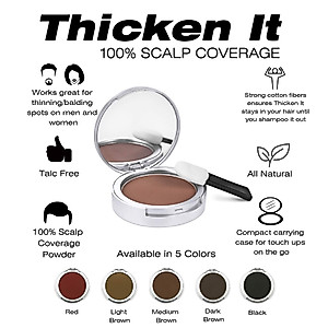 Thicken It 100% Scalp Coverage Hair Powder - BLACK - Talc-Free, Water Resistant Hair Loss Concealer, Thicker Than Hair Fibers & Sprays
