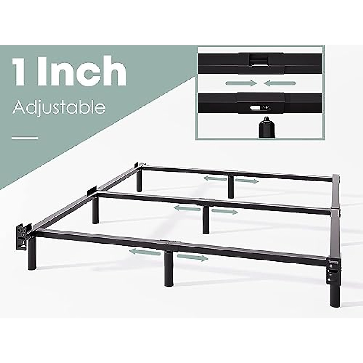 RLDVAY Full-Size Bed-Frame, 9 Inch Metal Bed-Frame-Full for Box Spring, Quick & Easy Assembly, Heavy Duty Full Bed Frame Noise Free, Black