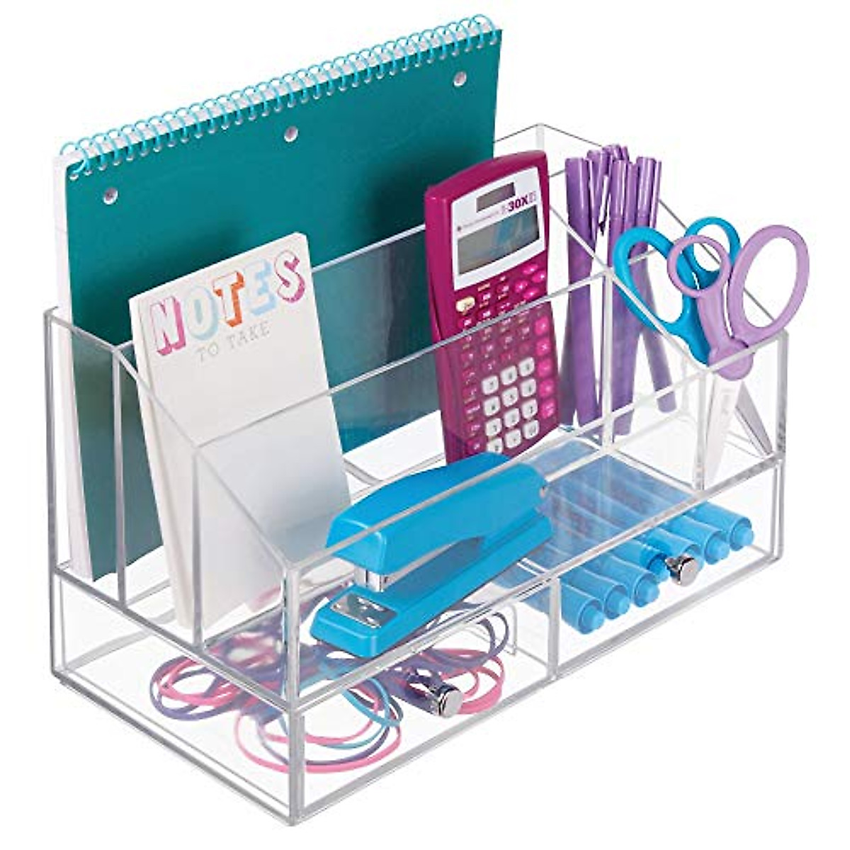 iDesign Plastic Tiered Divided Cosmetic Organizer with Drawers for Storage of Makeup, and Accessories on Vanity, Countertop, or Cabinet, 12.97" x 6.96" x 8.25" - Clear