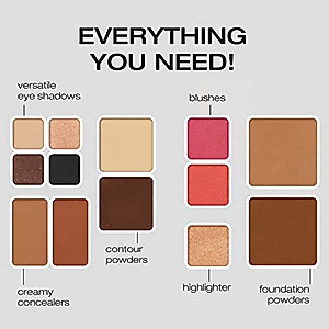 Woosh Beauty, Fold Out Face Palette w/Secret Brush, Travel, All in One, Neutral Cream & Powder Kit, 4 in 1 Nested Makeup Brush (#5 Deep)