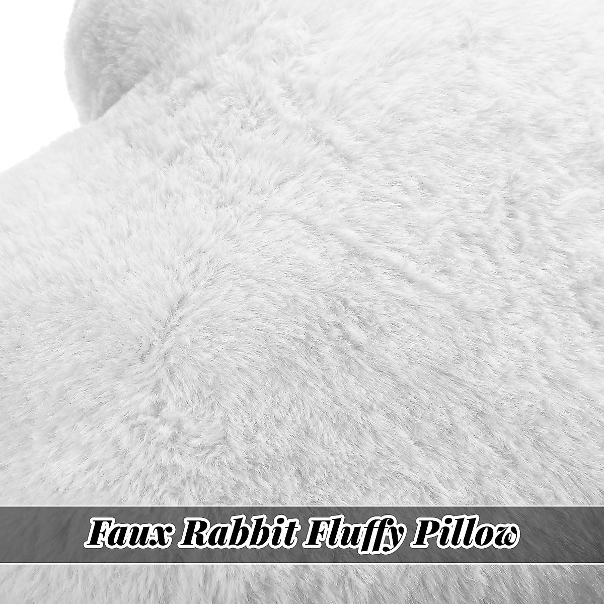 Remerry 4 Pcs Heart Shaped Cute Throw Pillows Faux Rabbit Fur Heart Pillow Soft Fluffy Throw Cushion Decorative for Bedroom Bed Sofa Kid Girls Sleepover Party(White)