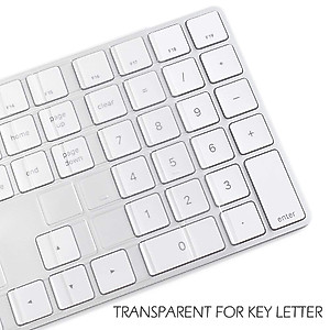 ProElife Keyboard Cover Skin for 2018-2017 Apple Magic Keyboard with Numeric Keypad A1843 US Enter MQ052LL/A Wireless Bluetooth Keyboard Ultra Thin Full Size TPU Protector, 0.13 mm, Transparent Clear