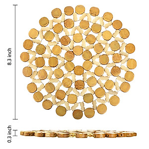 AVLA 10 Pack Bamboo Trivets for Hot Dishes, Heat Resistant Kitchen Hot Pads, 8.3 Inch Natural Bamboo Trivet Mat Set for Teapot, Hot Pots, Pans, Bowls, Festive Design Table Décor, Kitchen Gift Idea