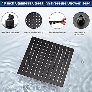 Midanya Oil Rubbed Bronze Bathroom Shower System Wall Mount Shower Faucet Set 10 Inch Square Rainfall Shower Head High Pressure Shower Fixture with Handheld Sprayer Rough-in Valve and Trim Included