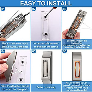 LED Lighted Doorbell Button, Solid and Sleek Metal Wall Mounted Door Bell Push Buttons for Home, Universal Garage Door Opener Switch (Dark Silver, 1 Pack)