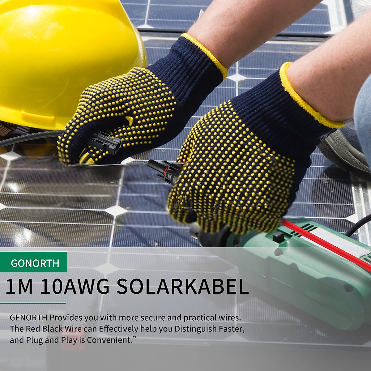 Solar Extension Cable, 3Feet 10AWG(6mm²) Solar Panel Extension Cable ...