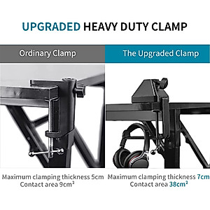 novonest Heavy-duty Metal Table Mounting Clamp,Black Large-area Contact Base for Microphone Suspension Boom Scissor Arm Stand Holder,Max Clamping Thickness 2.75"/70mm,with Headset Hook Hanger,NB35-B