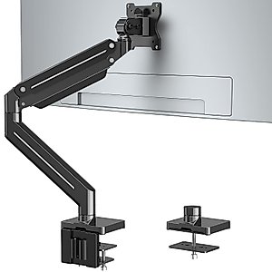 MOUNTUP Heavy Duty Monitor Arm for 13''-42'' Ultrawide Screen up to 33 lbs, Computer Monitor Stand for Desk, Full Motion Gas Spring Monitor Desk Mount, VESA Monitor Mount with C-Clamp & Grommet Base