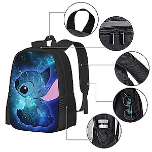 Stitch Cartoon Anime Backpack For Large Capacity Portable Anime Laptop Bag Cute Lightweight Outdoor Travel Laptop Backpack
