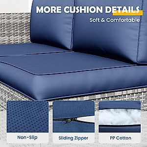 UDPATIO Outdoor Cushions for Patio Furniture, 4'' Replacement Cushions for Outdoor Furniture, Set of 4 Water-Resistant Outdoor Sectional Cushions for Sofa Couch Chair (Navy)