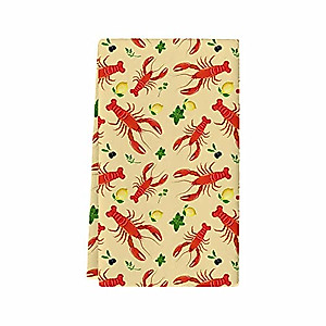 zzsunfeel Kitchen Towels Reversible for Drying Dishes, Red Lobster Succulents Lemon Summer Set of 1 Dishcloths Cotton Hand Towels, Absorbent Dish Towels for Kitchen Counter Tea Towels 18"x 28"