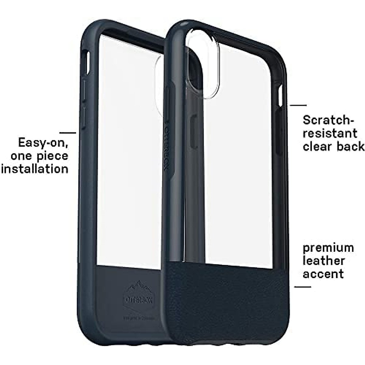 OtterBox Statement Series Case for iPhone XR with Sesh True Wireless in-Ear Earbud, Blue Bundle - Lucent Black (Clear/Black)