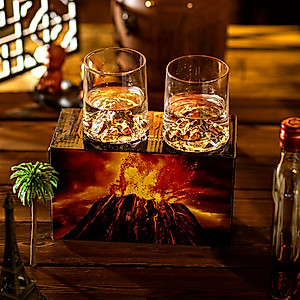 Wine glass Scotch Whiskey Glass Set of 2 Old Fashioned Glass,Unique Glass bourbon glasses,Transparent Rocks Glass with Box,8.4 Oz Cocktail Glass,Gift for Men (Transparent)