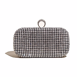Bandkos Clutch Purse for Women Rhinestone Evening Bag Sparky Bling Crystal Purses Chain Shoulder Bag for Wedding Party Prom