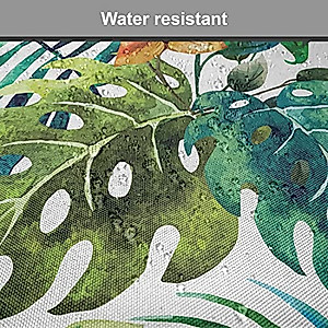 Ambesonne Leaf Chair Seating Cushion Set of 4, Vintage Retro 60s Seem Banana Palm Tree Leaves Flowers Hibiscus, Anti-Slip Seat Padding for Kitchen & Patio, 16"x16", Pale Caramel Burgundy